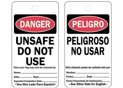 China Custom Lockout Plastic Safety Tag 250g Coated Paper Material Easy Installation for sale
