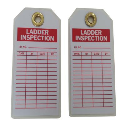 China 5 3/4inx3in Polyester Ladder Inspection Plastic Safety Tag SGS Approval for sale