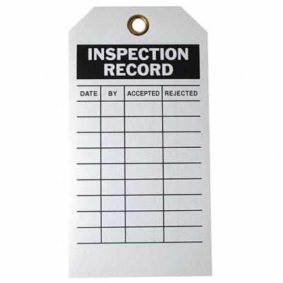 China 5 3/4inx3in Polyester Safety Lockout Inspection Record Tag for sale