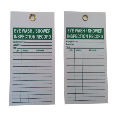 China Custom Lockout Eye Wash / Shower Inspection Record Tag 7