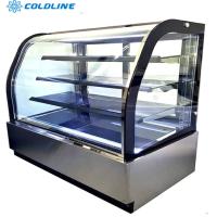 China Curved glass cake showcase display refrigerator and freezers bakery equipment with CE/ETL for sale