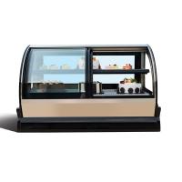 China 70L Refrigerated Bakery Display Case Sweet Dessert Curved Glass Fridge for sale