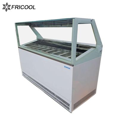 China 12 Flavours Pans Gelato Ice Cream Display Freezer Unit 450L for sale