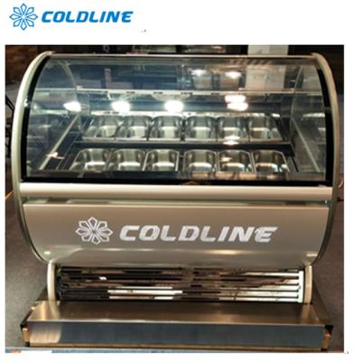 China Luxury Curved Glass Ice Cream Freezer Display with ETL&CE for sale