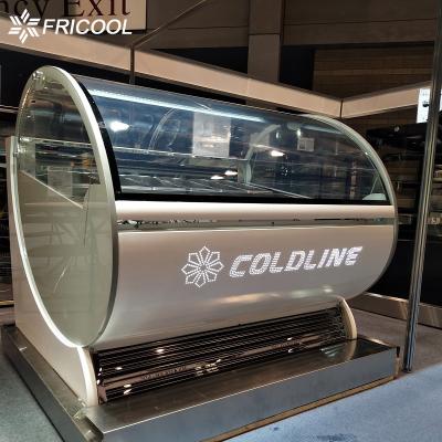 China Ice cream freezer curved glass bakery display cooler for bakery shop with CE/ETL for sale