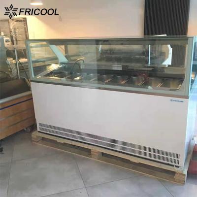 China 8*1/3 Pans Ice Cream Display Freezer 450L Gelato Showcase for sale
