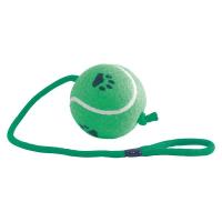 China 2.5 Inch Pet Tennis Ball with Rope String Polyester Felt Rubber Dog Toy for sale