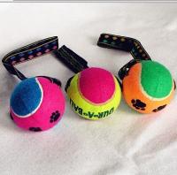 China 2.5 Inch Pet Tennis Ball with Rope String Polyester Felt Rubber Dog Toy for sale