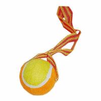 China 2.5 Inch Pet Tennis Ball with Rope String Polyester Felt Rubber Dog Toy for sale
