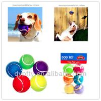 China Small Dog Tennis Ball Toy 2 Inch 1.5 Inch with Braided Leather Handle for Fetch and Tug for sale