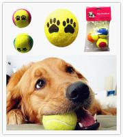 China Small Dog Tennis Ball Toy 2 Inch 1.5 Inch with Leather Handle for Fetch and Tug for sale