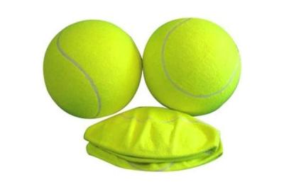 China Jumbo Inflated Tennis Ball 9.5 inch Pet Toy Custom Logo Polyester Felt Rubber Bladder for sale