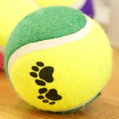 China Paw Print Tennis Balls 2 Pack Non Toxic Natural Rubber Dog Balls 63mm for sale