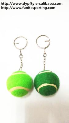 China Custom Logo Pet Toy Tennis Ball Keychain 40mm Polyester Felt Rubber Bladder for sale