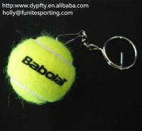China Custom Logo Pet Toy Tennis Ball Keychain 40mm Polyester Felt Rubber Bladder for sale