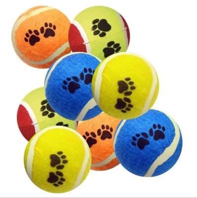 China Non Abrasive Pet Tennis Balls 6.35cm Diameter Safe Natural Rubber Dog Toy for sale