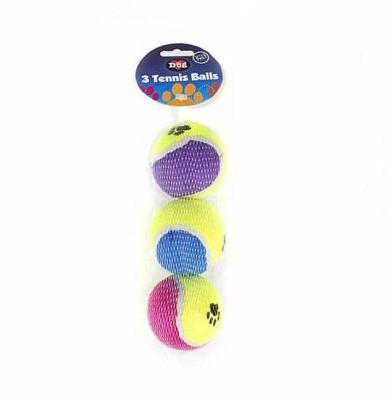 China Pack of 3 Pet Tennis Balls for Dogs Natural Rubber Safe Chew Toys 6.3cm for sale