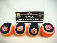 China Auburn Tigers Dog Tennis Balls 4 Pack Durable Fetch Toys for Active Dogs for sale