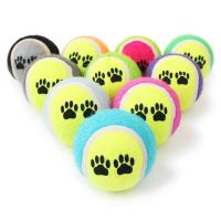 China Pet Dog Cat Footprint Pattern Tennis Ball Toys 6.3cm Diameter Non-Toxic Rubber for sale