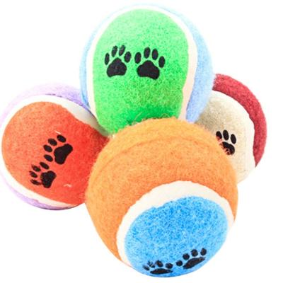 China Pet Dog Cat Training Tennis Chew Molar Interactive Ball Toy 6.5cm Paw Shape Printing for sale