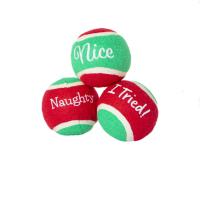 China Christmas Dog Tennis Balls 2.5 Inch Pet Fetch Toy Set for Small Medium Dogs for sale