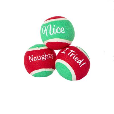 China Christmas Dog Tennis Balls 2.5 Inch Pet Fetch Toy Set for Small Medium Dogs for sale