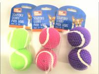 China Squeaky Tennis Ball Dog Toy 2 Pack Non Toxic Natural Rubber Pet Balls for sale