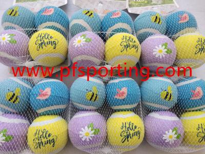 China Interactive Pet Dog Rubber Tennis Ball Toy 6.3cm Diameter Durable Bite Resistant for sale