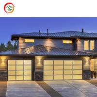 China Custom Black Aluminum Alloy Sectional Glass Garage Door with 40mm Panels and 800N-1800N Motor Options for sale