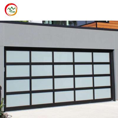 China 40mm Aluminum Sectional Glass Garage Door with 800-1800N Motor and 4-5mm Tempered Glass Options for sale