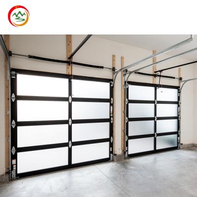 China Automatic Residential Garage Door with 40mm Aluminum Insulated Panels and 5mm Tempered Glass - Remote Control Operation for sale
