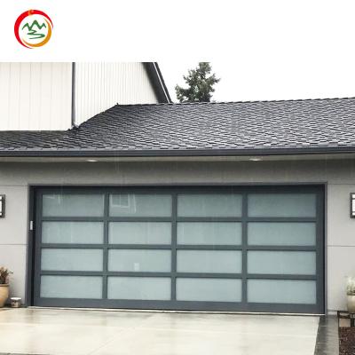 China 40mm Aluminum Alloy Sectional Glass Garage Door with 800-1800N Motor and Anti-Theft Features for sale