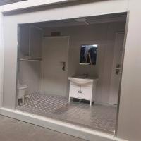 China Prefab Metal Carved Panel Portable Public Toilet 6058x2438x2600mm with Local Standard Electricity for sale