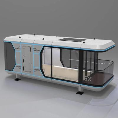 China Smart Mobile Space Capsule Container Hotel Prefabricated Cabin with Sandwich Panel Door 4m x 8m for sale