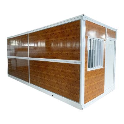China Folding Container Home 20ft Steel Sandwich Panel Insulated Prefabricated House Rock Wool for sale