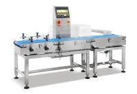 China CW300 Conveyor Belt Check Weigher Machine 10kg Capacity 0.5g Accuracy Air Blower Swing Arm Pusher for sale
