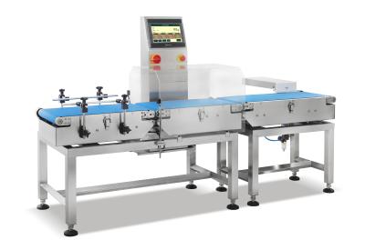 China CW300 Conveyor Belt Check Weigher Machine 10kg Capacity 0.5g Accuracy Air Blower Swing Arm Pusher for sale