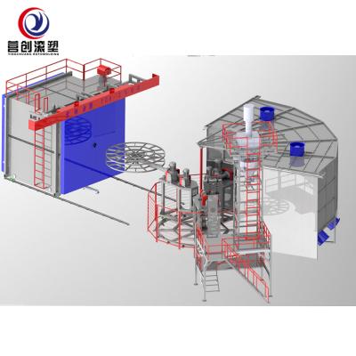 China Industrial Rotary Moulding Machine 22kW-62kW PLC Control 0-300℃ Temperature Range for Plastic Processing for sale