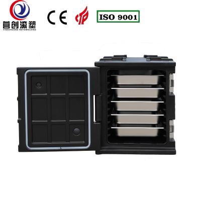 China YINGCHUANG OEM 75L Black Handle Type Rotomolded Insulated Box, Thick PU Foam Hot & Cold Holding GN Pan Food Transport Cabinet For Catering Canteen Central Kitchen for sale