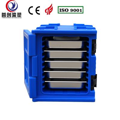 China YINGCHUANG OEM 75L Blue Handle Type Rotomolded Insulated Box, Thick PU Foam Hot & Cold Holding GN Pan Food Transport Cabinet For Catering Canteen Central Kitchen for sale
