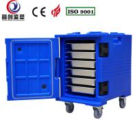 China YINGCHUANG ROTOMOLDING OEM 90L Blue Handle Type Rotomolded Insulated Box With Casters, Thick PU Foam Hot & Cold Holding GN Pan Food Transport Cabinet For Central Kitchen Catering Canteen for sale