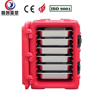 China YINGCHUANG ROTOMOLDING OEM 90L Red Handle Type Rotomolded Insulated Box, Thick PU Foam Hot & Cold Holding GN Pan Food Transport Cabinet For Central Kitchen Catering Canteen for sale