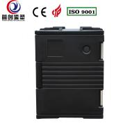 China YINGCHUANG ROTOMOLDING OEM 90L Black Rotomolded Insulated Box With Small Casters, Thick PU Foam Hot & Cold Holding GN Pan Food Transport Cabinet For Central Kitchen Catering Canteen for sale