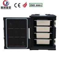 China YINGCHUANG ROTOMOLDING OEM 90L Black Rotomolded Insulated Box With Small Casters, Thick PU Foam Hot & Cold Holding GN Pan Food Transport Cabinet For Central Kitchen Catering Canteen for sale