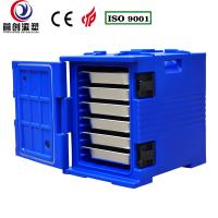 China YINGCHUANG ROTOMOLDING OEM 90L Blue Rotomolded Insulated Box With Small Casters, Thick PU Foam Hot & Cold GN Pan Food Transport Cabinet For Central Kitchen Canteen for sale
