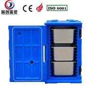 China YINGCHUANG ROTOMOLDING OEM 120L Blue Rotomolded Insulated Box With Small Casters, Thick PU Foam Hot & Cold GN Pan Food Transport Cabinet For Central Kitchen Catering Canteen for sale