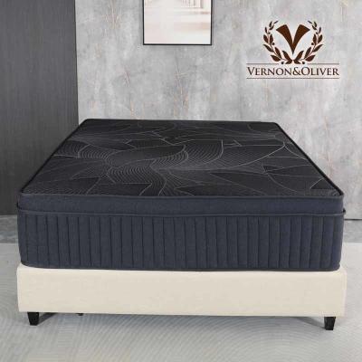 China Memory Foam Hybrid Bed Mattress Ultra Soft Cloud Feeling Euro Top Black Pattern 14 Inch for sale