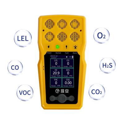 China BTQ-YA-C100FT Portable 6-in-1 Multi Gas Detector with 5800mAh Battery and IP67 Rating for Confined Space Safety for sale