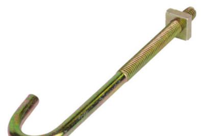 China M4 M16 Carbon steel  L & J Hook metal Bolt with nut washer Class4. grade 8.8 Yellow plating for sale