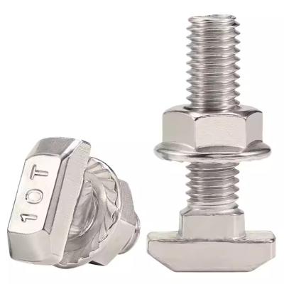 China M8 M10 Aluminum Clamp T Head Half Threaded Bolts 6061 7075  Customized Coarse Thread for sale